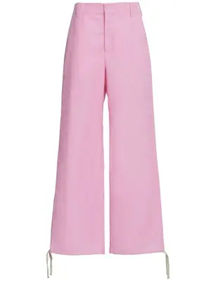Marni Embroidered Logo Straight-leg Trousers - White