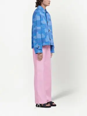Marni Embroidered Logo Straight-leg Trousers - White