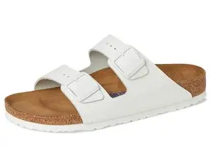 BIRKENSTOCK Arizona Soft Footbed Leather Sandals - Bone
