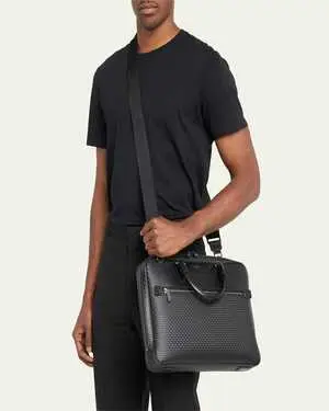 SERAPIAN Stepan Extra Slim Briefcase - Black Eclipse