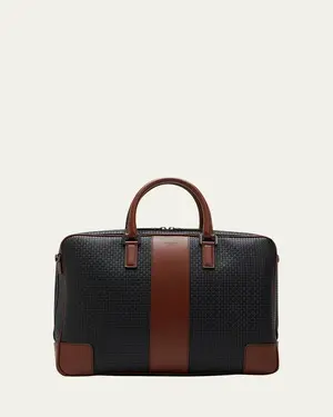 SERAPIAN Serapian Slim Stepan 72 Briefcase - Black/cuoio