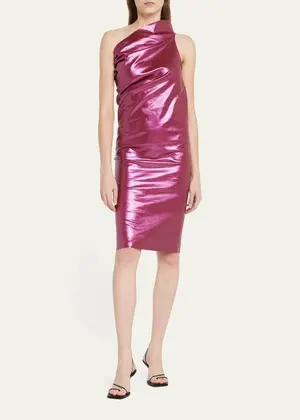 rick owens dress Brand New Prong Silver Size 42 M crew neck RICK OWENS Abito strapless metallic