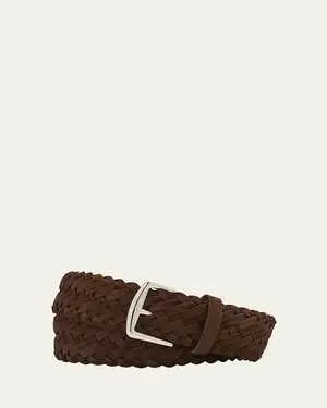 Loro Piana Loro Piana Alsavel Braided Suede Belt Chocolate