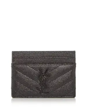 Saint Laurent Cassandre Matelasse Card Case Black Grain Leather/black