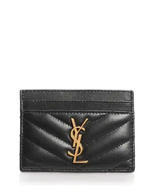 Saint Laurent Cassandre Matelasse Card Case Black Lambskin