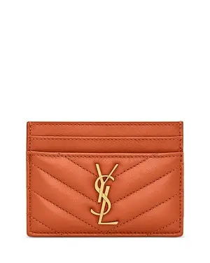 Saint Laurent Cassandre Matelasse Card Case Dark Mandarin