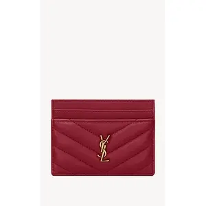 Saint Laurent Cassandre Matelasse Card Case Deeply Red