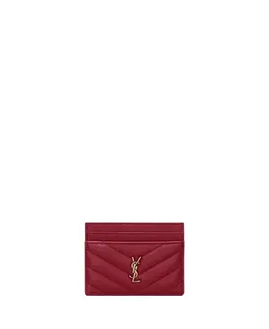 Saint Laurent Cassandre Matelasse Card Case - Deeply Red