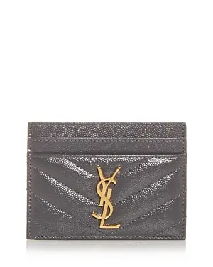 Saint Laurent Cassandre Matelasse Card Case Grey/gold