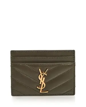 Saint Laurent Cassandre Matelasse Card Case - Light Musk Lambskin/gold