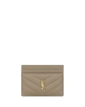 Saint Laurent Cassandre Matelasse Card Case Light Taupe