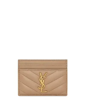 Saint Laurent Cassandre Matelasse Card Case Natural Tan