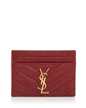 Saint Laurent Cassandre Matelasse Card Case Red/gold