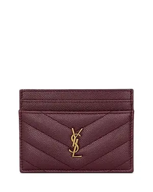 Saint Laurent Cassandre Matelasse Card Case - Rouge Cabernet -