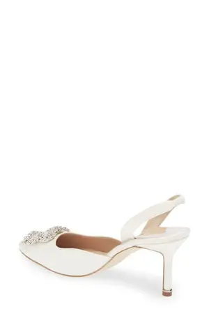 Manolo Blahnik Hangisli Crystal Buckle Slingback Pumps