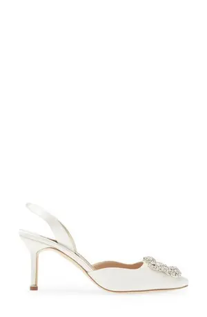 Manolo Blahnik Hangisli Crystal Buckle Slingback Pumps