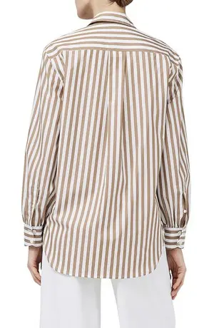 Rag & Bone Maxine Stripe Cotton Button-up Shirt - Brown Stripe