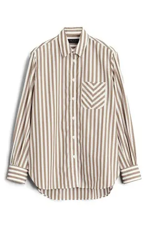 Rag & Bone Maxine Stripe Cotton Button-up Shirt - Brown Stripe
