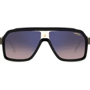 Carrera Eyewear Carrera Eyewear 60mm Polarized Rectangular Sunglasses Black Beige/brown