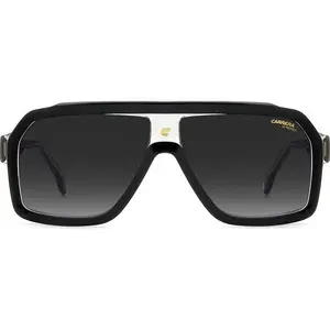 Carrera Eyewear Carrera Eyewear 60mm Polarized Rectangular Sunglasses Black Grey/grey