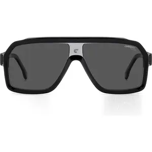 Carrera Eyewear Carrera Eyewear 60mm Polarized Rectangular Sunglasses Dark Gray Black/ Gray Polar