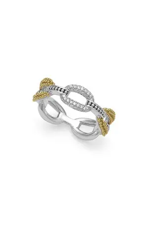 Lagos Caviar Luxe Diamond Pavé Link Ring - Gold