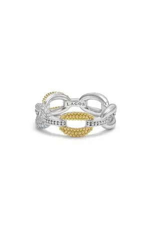 Lagos Caviar Luxe Diamond Pavé Link Ring