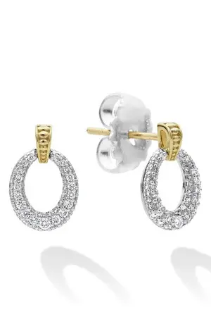 Lagos Caviar Luxe Diamond Pavé Frontal Hoop Earrings - Gold