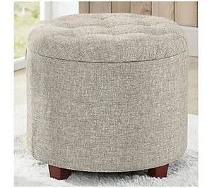 ORNAVO HOME Tufted Round Storage Ottoman With R Movable Lid - One-color