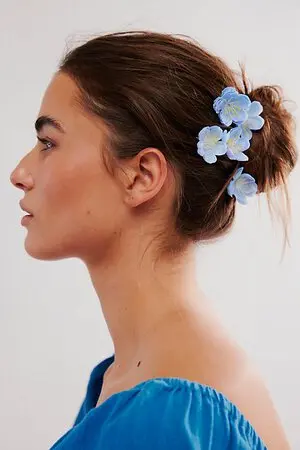 Free People Floral Hair Clip Pack Blue