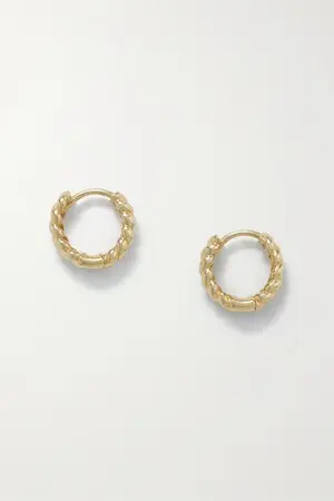 STONE AND STRAND Brioche 10-karat Hoop Earrings