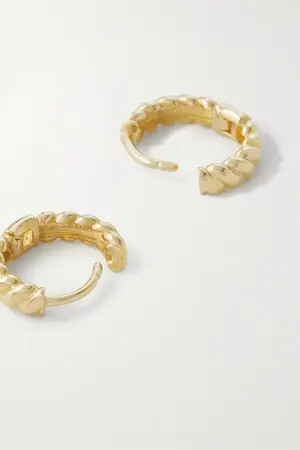 STONE AND STRAND Brioche 10-karat Hoop Earrings