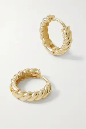 STONE AND STRAND Brioche 10-karat Hoop Earrings