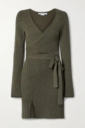 Acne Studios Ribbed-knit Mini Wrap Dress