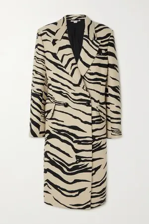 Stella McCartney Double-breasted Zebra-print Woven Coat