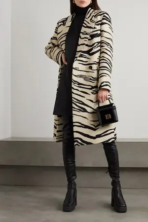 Stella McCartney Double-breasted Zebra-print Woven Coat