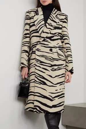 Stella McCartney Double-breasted Zebra-print Woven Coat