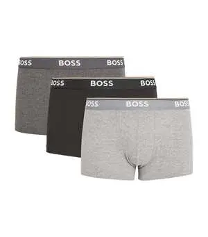 BOSS Stretch-cotton Logo Trunks - Grey