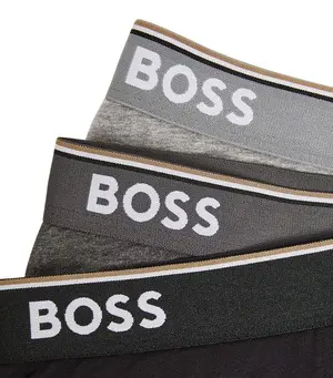 BOSS Stretch-cotton Logo Trunks - Grey