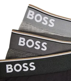 BOSS Stretch-cotton Logo Trunks - Grey