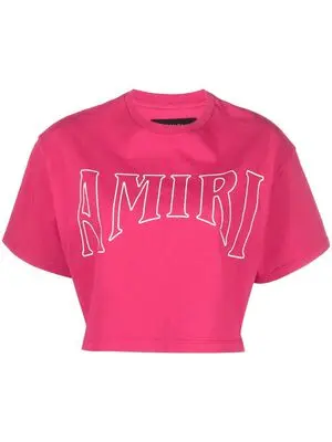 Amiri Cropped Logo-print Cotton T-shirt