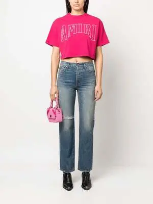 Amiri Cropped Logo-print Cotton T-shirt