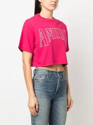 Amiri Cropped Logo-print Cotton T-shirt
