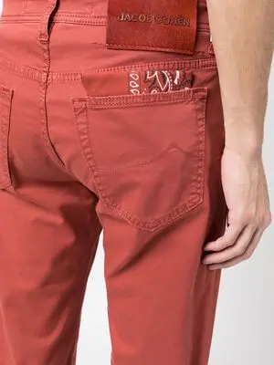 Jacob Cohen Straight-leg Jeans With Attached Scarf - Red