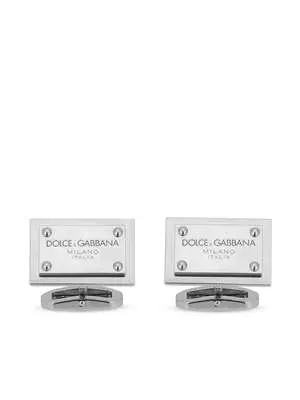 Dolce & Gabbana Logo-tag Square Cufflinks - Silver