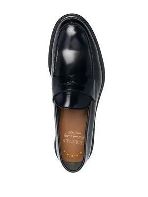 DOUCAL'S Almond-toe Leather Loafers - Black