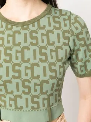 Gcds Matilda Monogram Cropped Top - Green