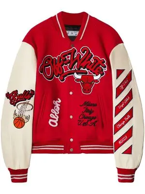 Off-White C/o Chicago Bulls Varsity Jacket - Red