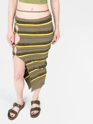 Jacquemus Ribbed-knit Striped Midi Skirt - Green