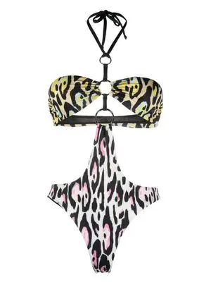 Roberto Cavalli Leopard-print Cut-out Swimsuit